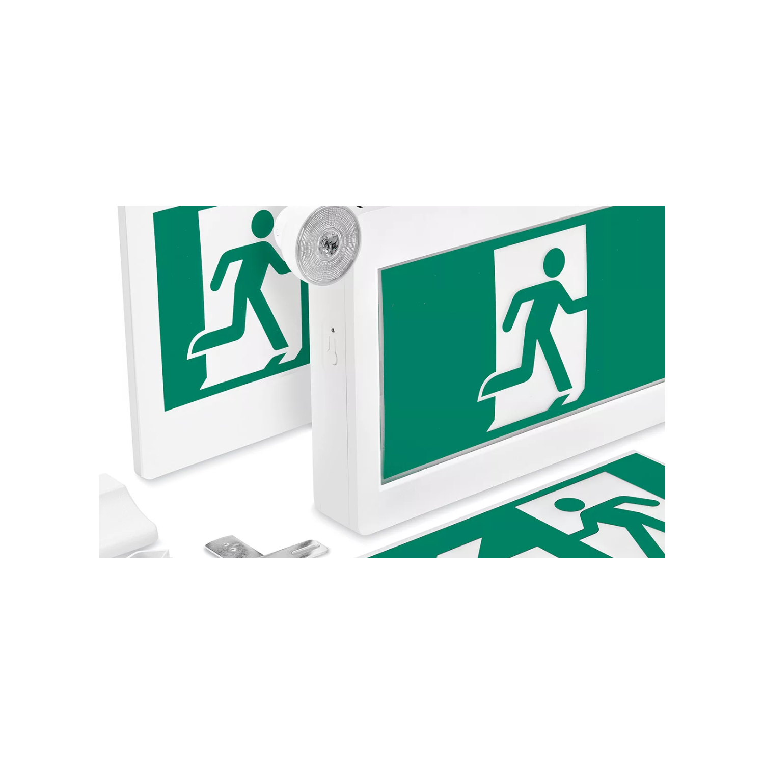 Enseigne de sortie en plastique / Homme qui court, câblé, avec lumières ...