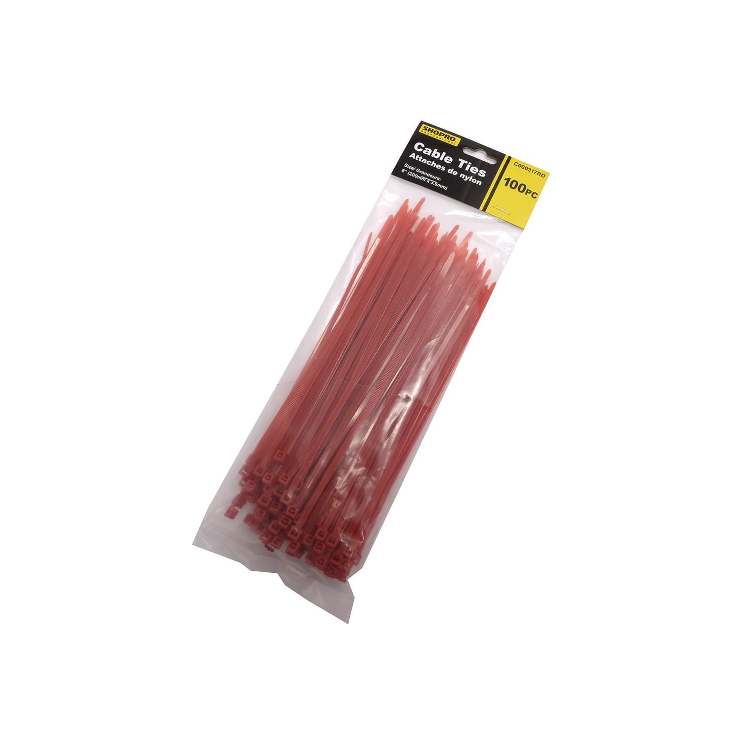 100pc cable ties 8'' RED (C000317RD)