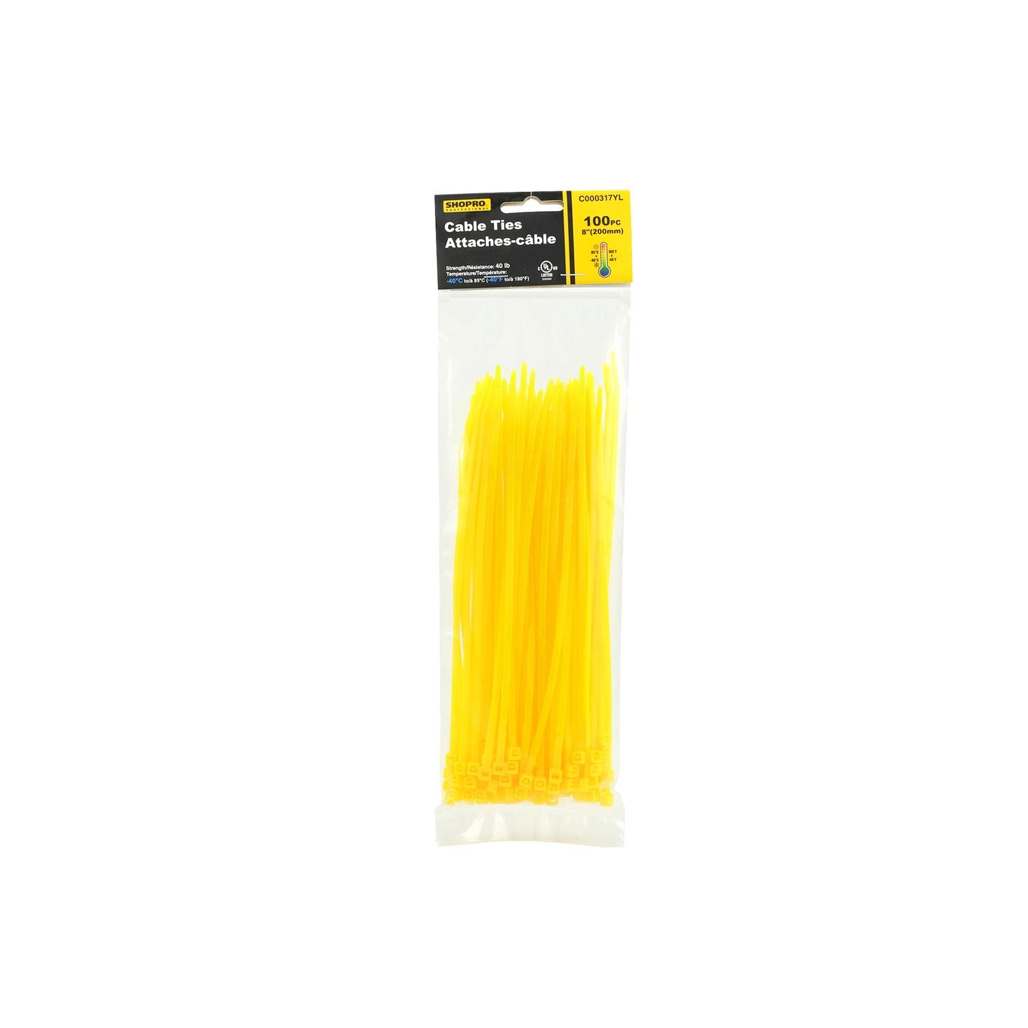 Attaches cables 100mcx Jaunes (C000317YL)