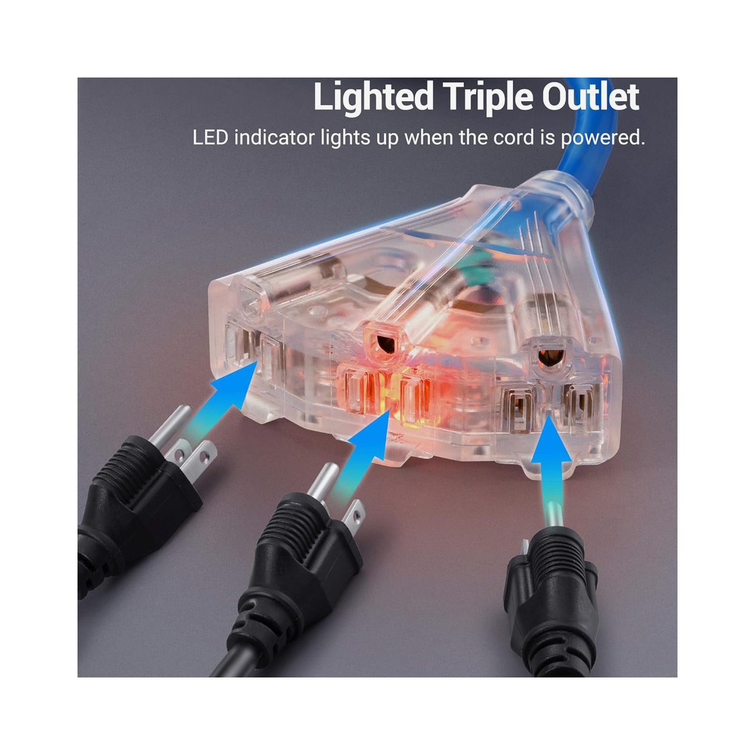 100' 12G/3 extension cord triple lighted outlet EXT12100-3
