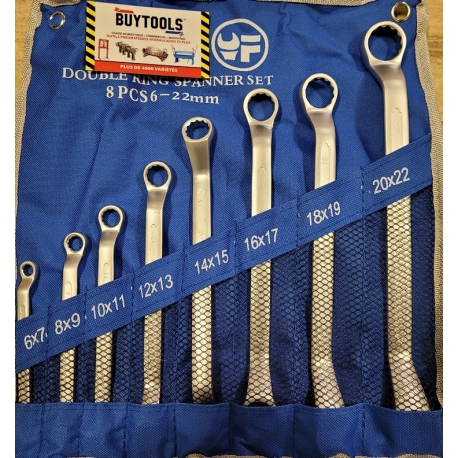 Double Ring Spanner wrench set 8 piece (D33T08) - CENTRE OUTILS PLUS