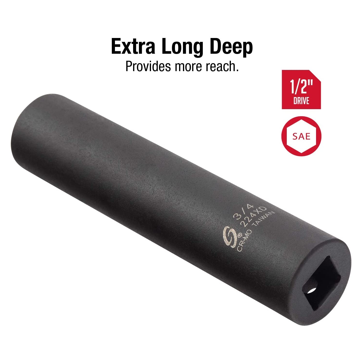 Sunex extra deep 3/4'' socket 1/2'' drive (SUN-224XD) - CENTRE OUTILS PLUS