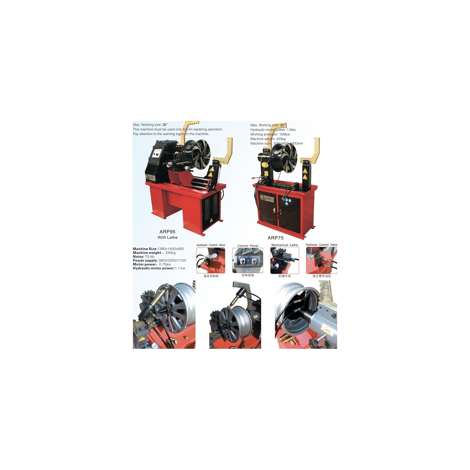 Machine et tour pour reparer les jantes / roues (ARP90)